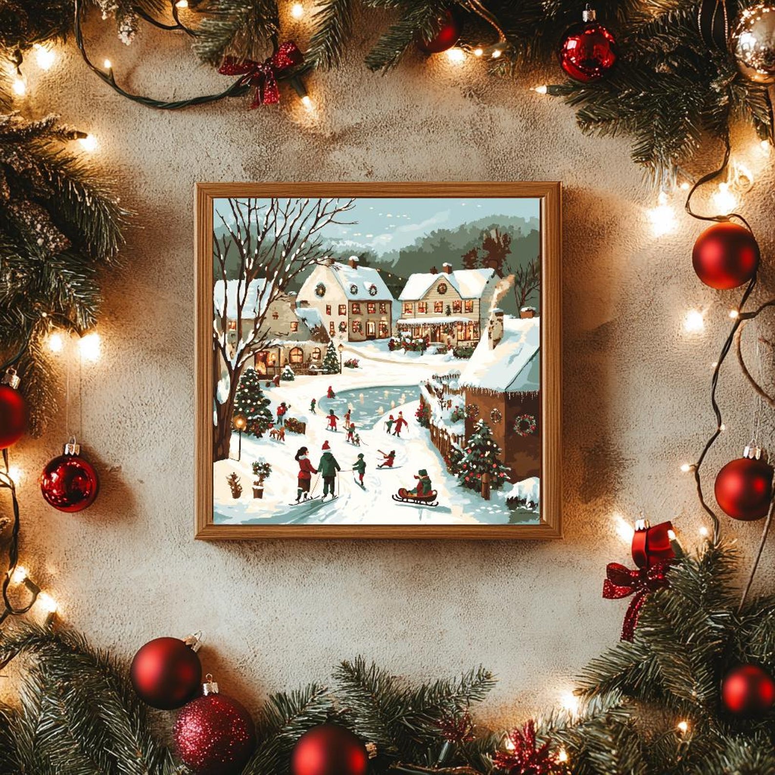 Winter Village Paint by Numbers Kit: Christmas Scene DIY Home Decor - Etsy