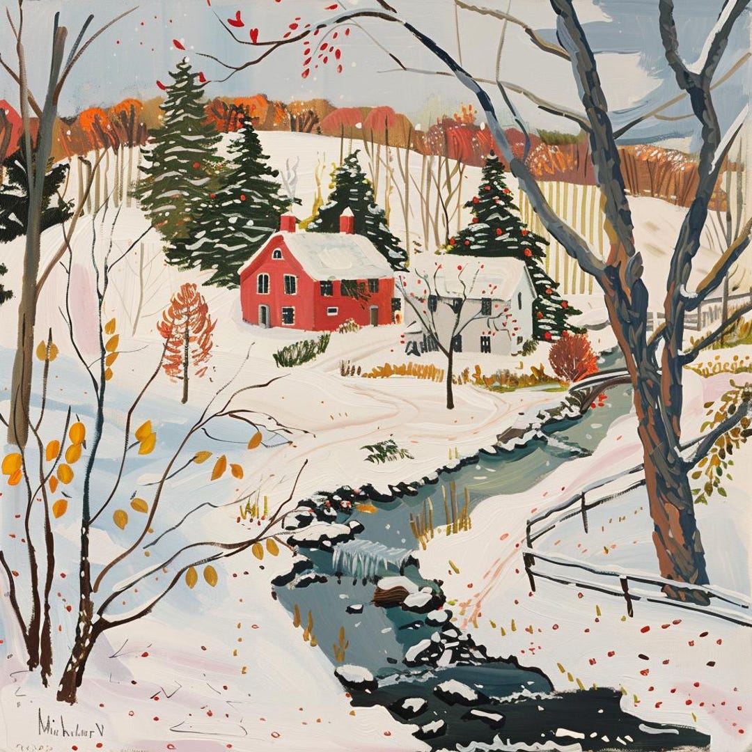 Vintage Winter Village Paint by Numbers Kit: Snowfall Scenery DIY - Etsy