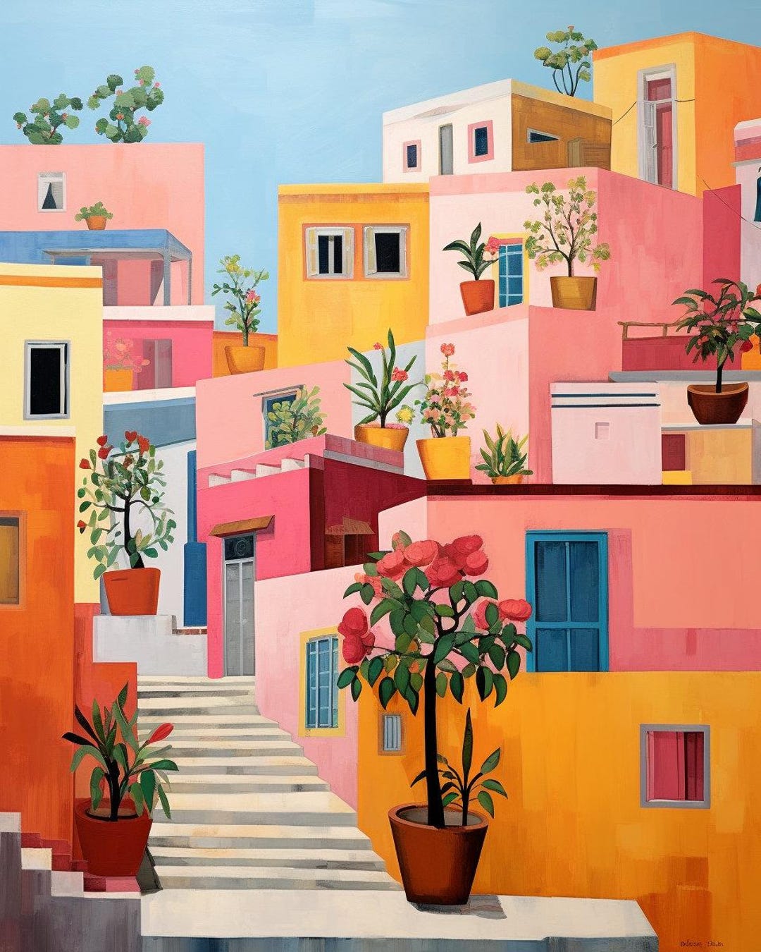 Pink Lemonade Promenade Paint by Numbers Kit: DIY Acrylic Landscape Art ...