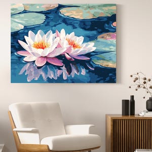 Water Lilies PAINT by NUMBER, Abstract Paint by Numbers, Easy Beginner Paint by Numbers, Gifts ...
