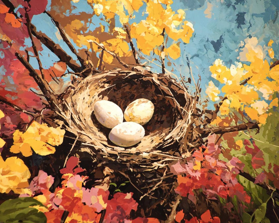 Bird Nest Paint by Numbers - Etsy