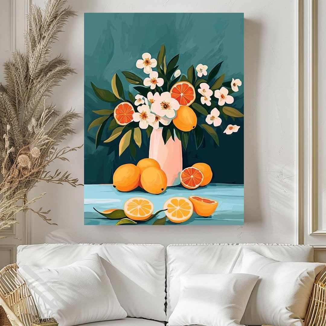 Paint by Numbers Abstract Fruits Citrus Lemons Paint by Number Flowers ...