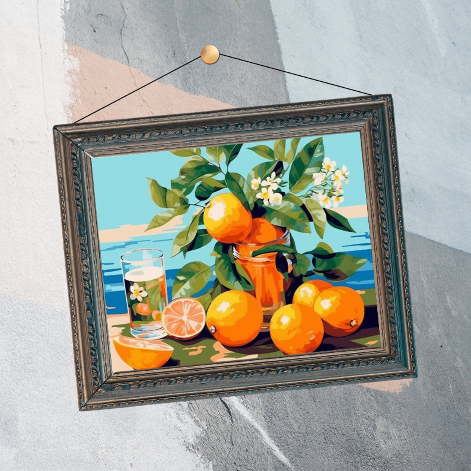 Abstract Orange & Leaf PAINT by NUMBER Kit Adults , Boho Art Style ...