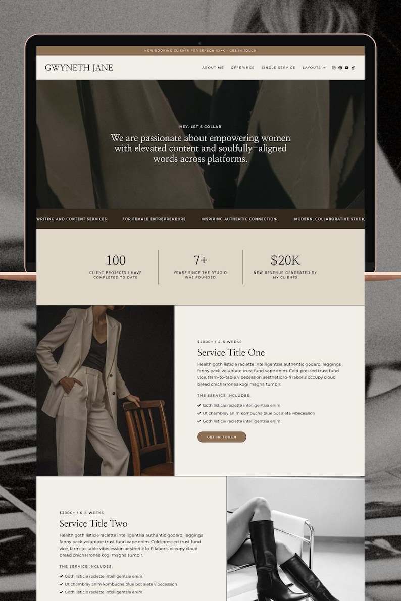 Gwyneth Wordpress Theme | Feminine Wordpress Theme With Free Elementor Website Builder - Etsy