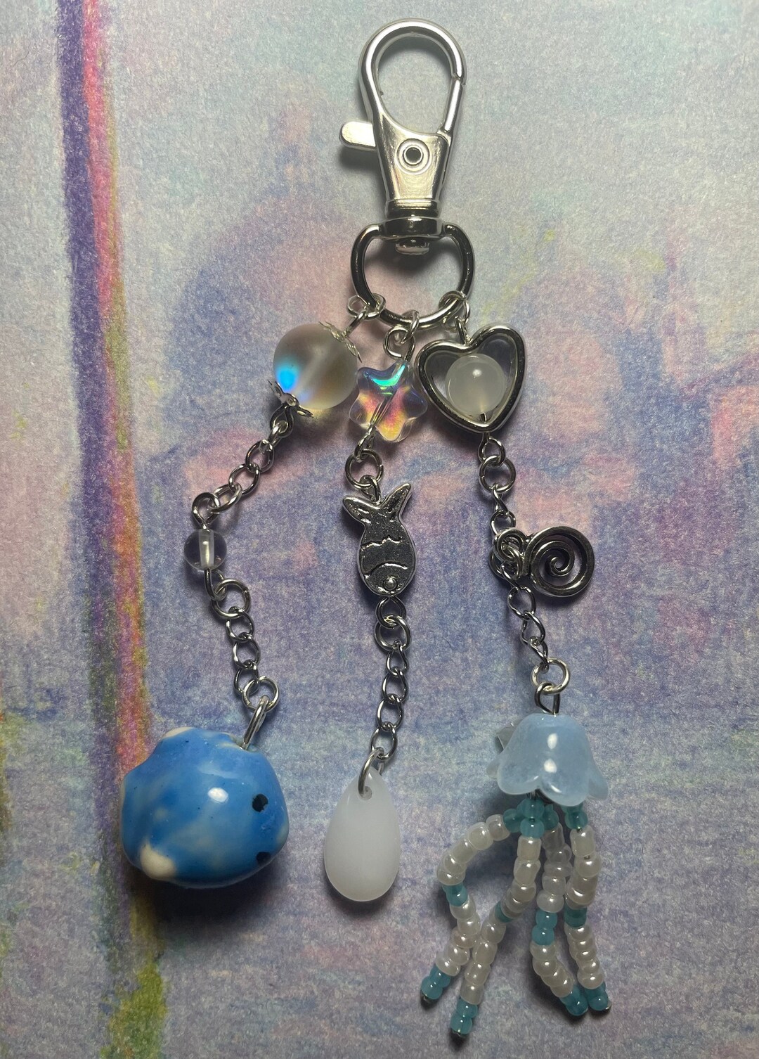 Fish and Jellyfish Keychain - Etsy