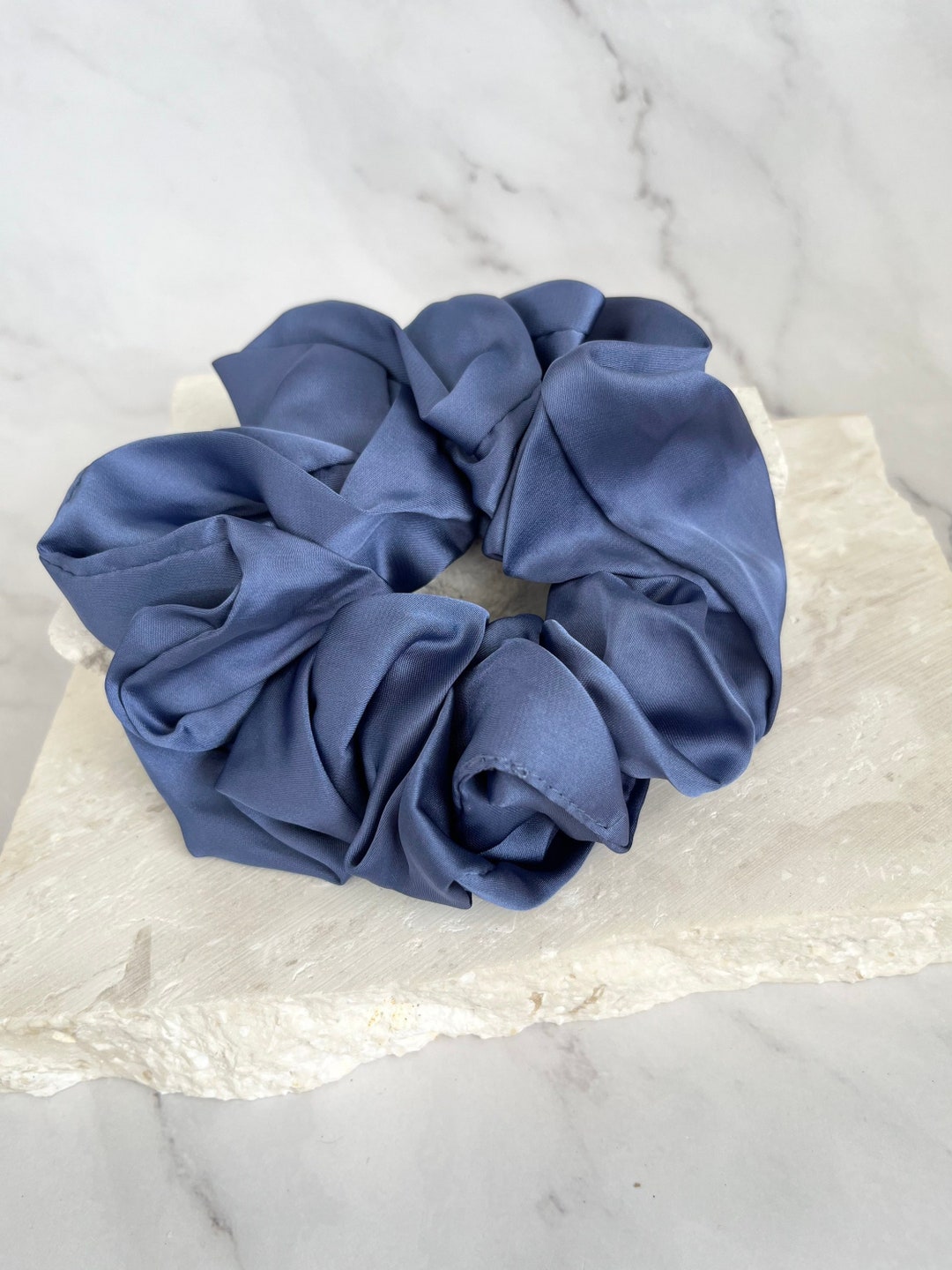 Navy Blue Satin Scrunchie Large Hair Accessories Womens Scrunchies ...