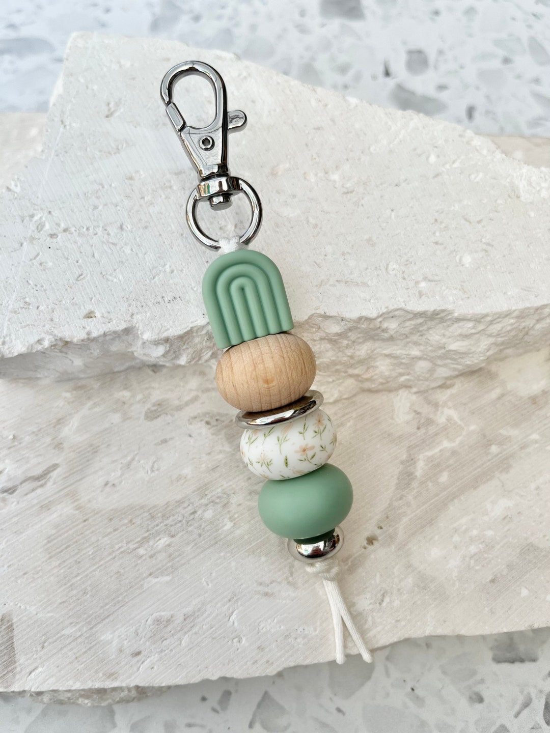 Sage Arch Keychain Keys Accessories Silicone Beaded Keychain ...