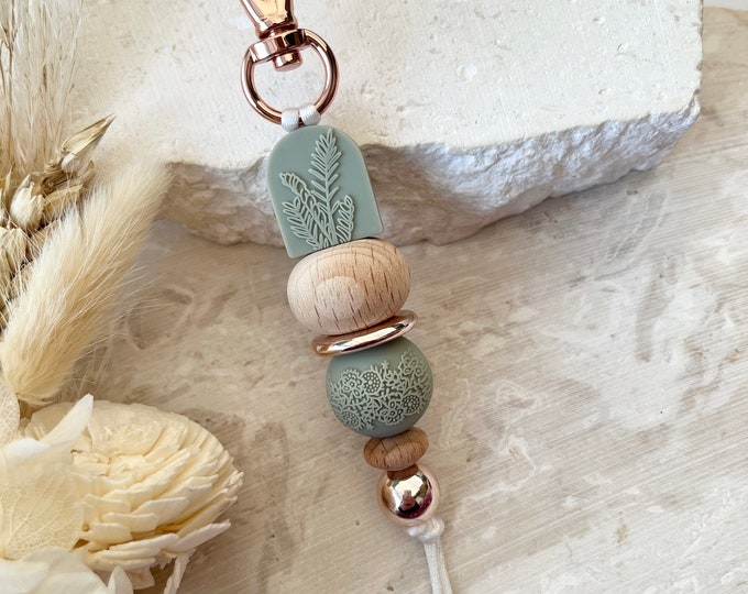 Sage Floral Arch Keychain Keys Accessories Silicone Beaded Keychain ...