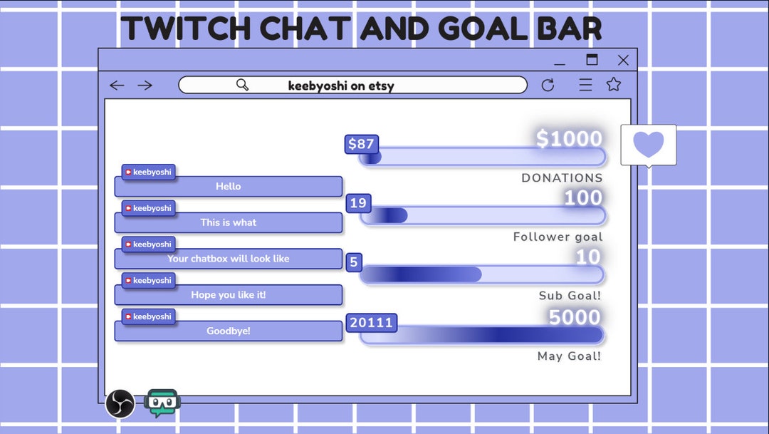Animated Twitch Goals & Chat Widgets - Wave - Purple, Blue and White ...