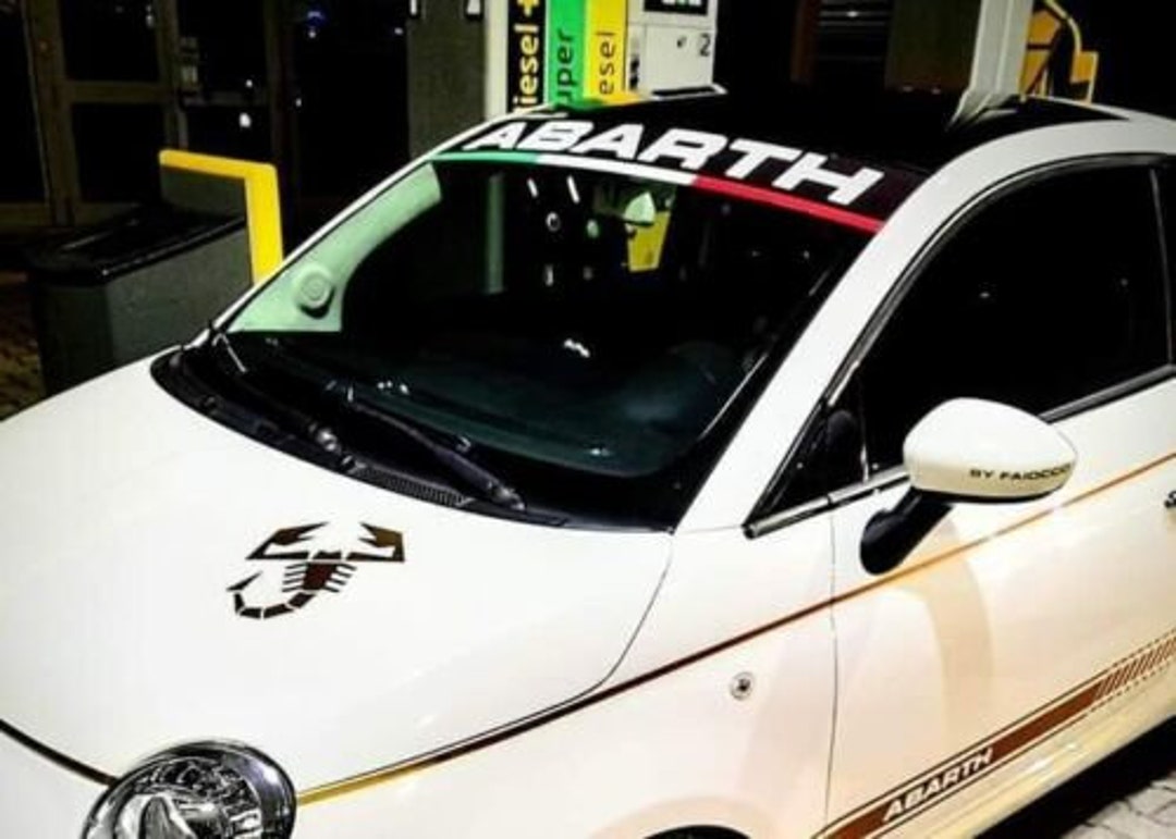 Fiat 500 Abarth Car Sunstrip Stickers Italian Flag Decal Graphic Stripe ...