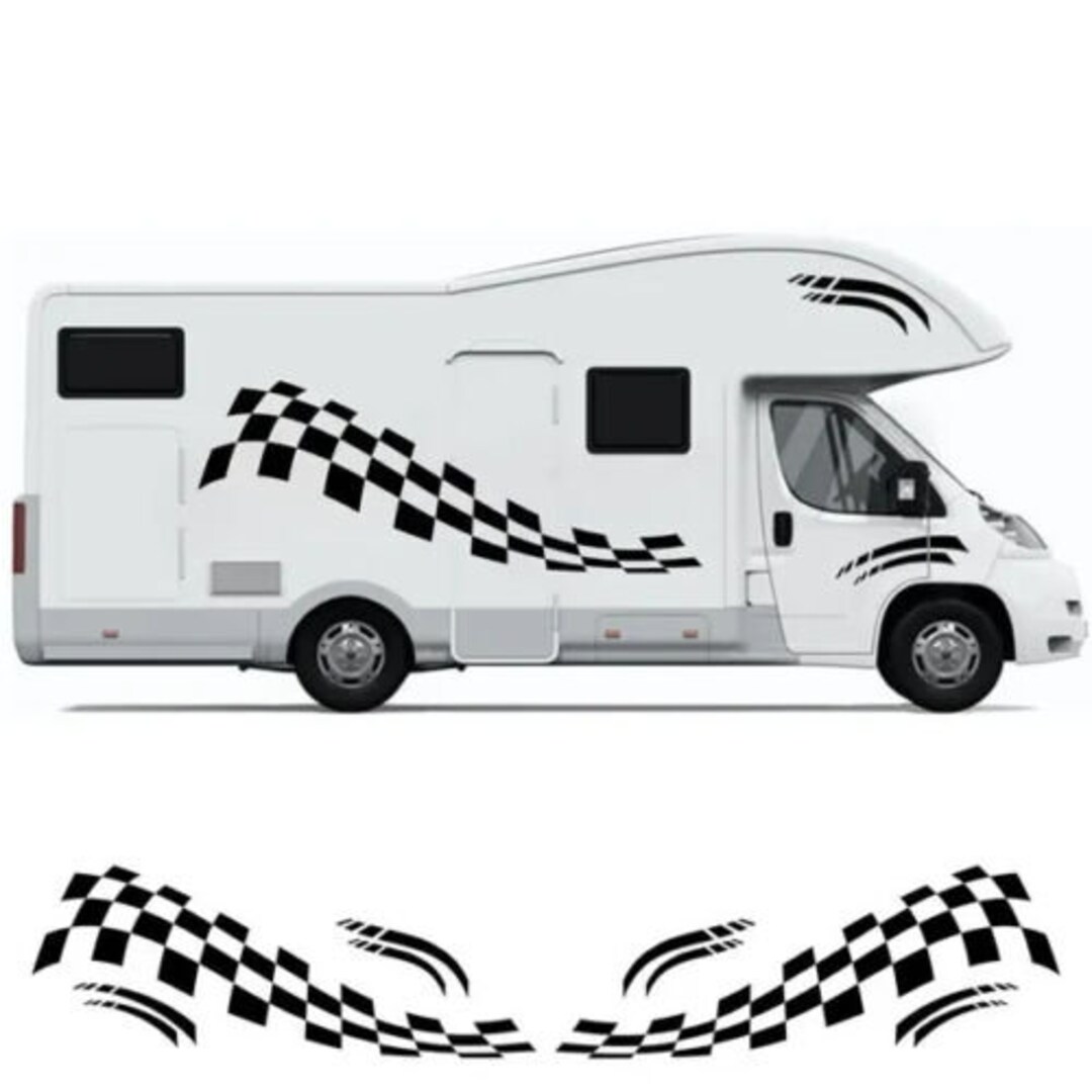 Caravan Campervan Motorhome Flag Chequer Style Stripe Decal Sticker ...
