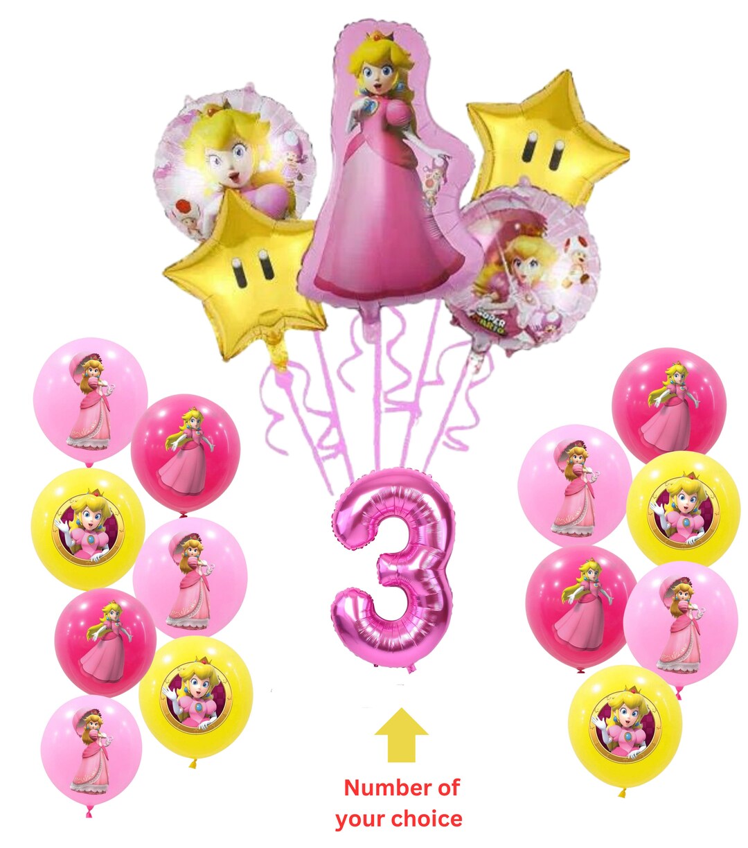 18 Pcs Set Princess Peach Birthday Party Balloon Mario - Etsy