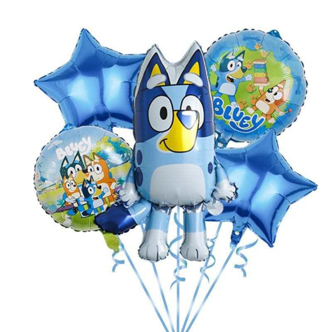 5 Pcs Bluey Birthday Balloon Set Bluey Birthday Party Bluey - Etsy