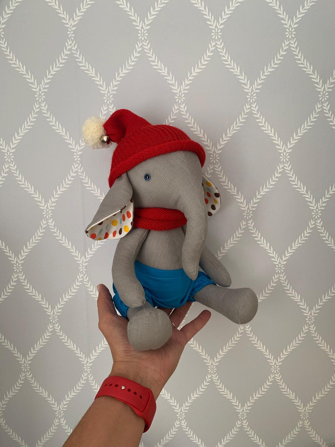 Elephant AJ Floppy Cuddly, Handmade Linen Baby Toy With Movable Joints ...