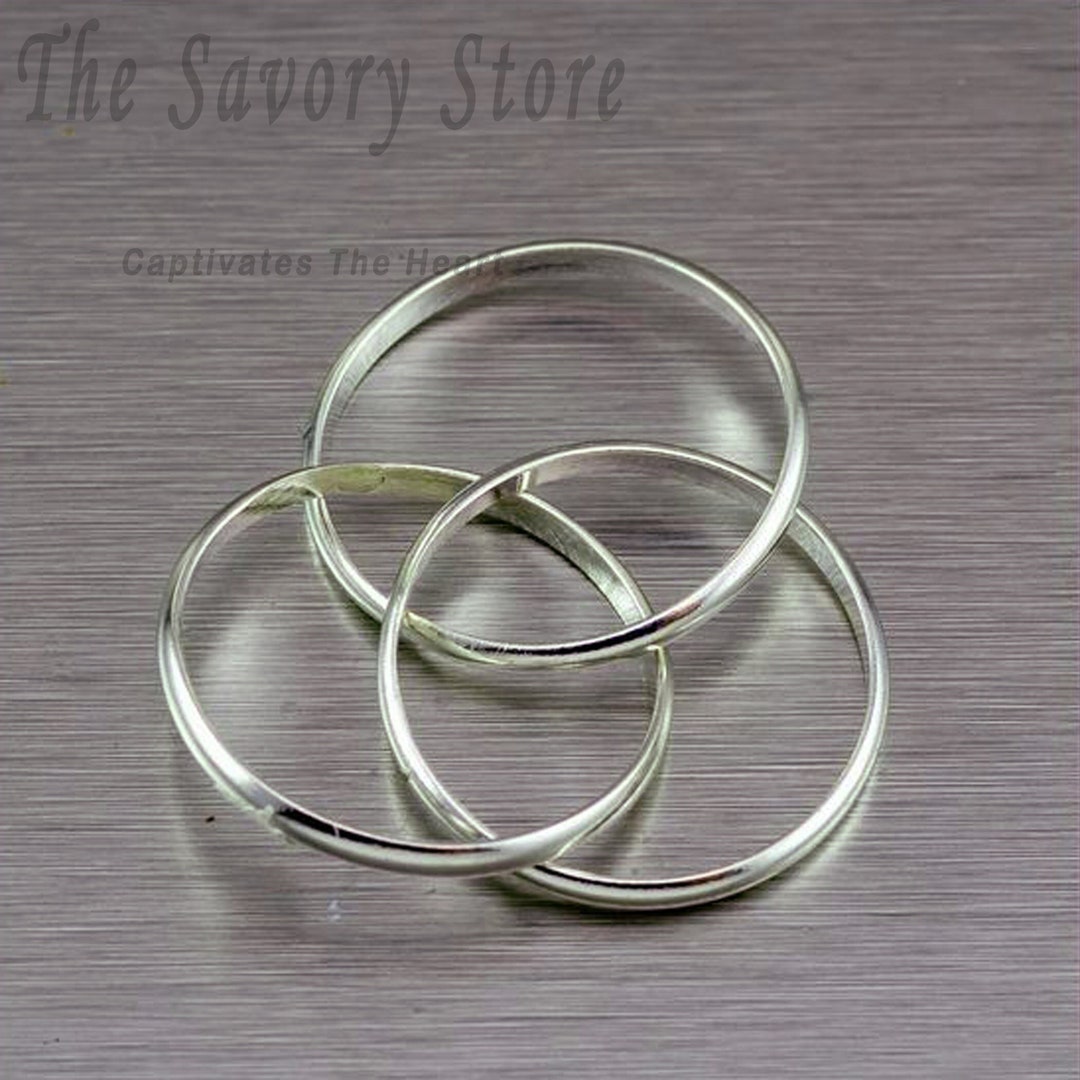 Three Band Rolling Ring, 925 Sterling Silver, Triple Interlocking Ring ...