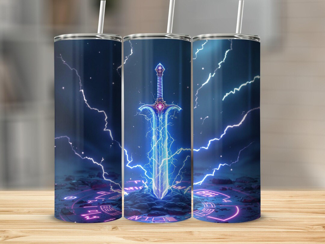 Electric Sword Tumbler, Fantasy Sword Art, Magical Weapon Tumbler ...