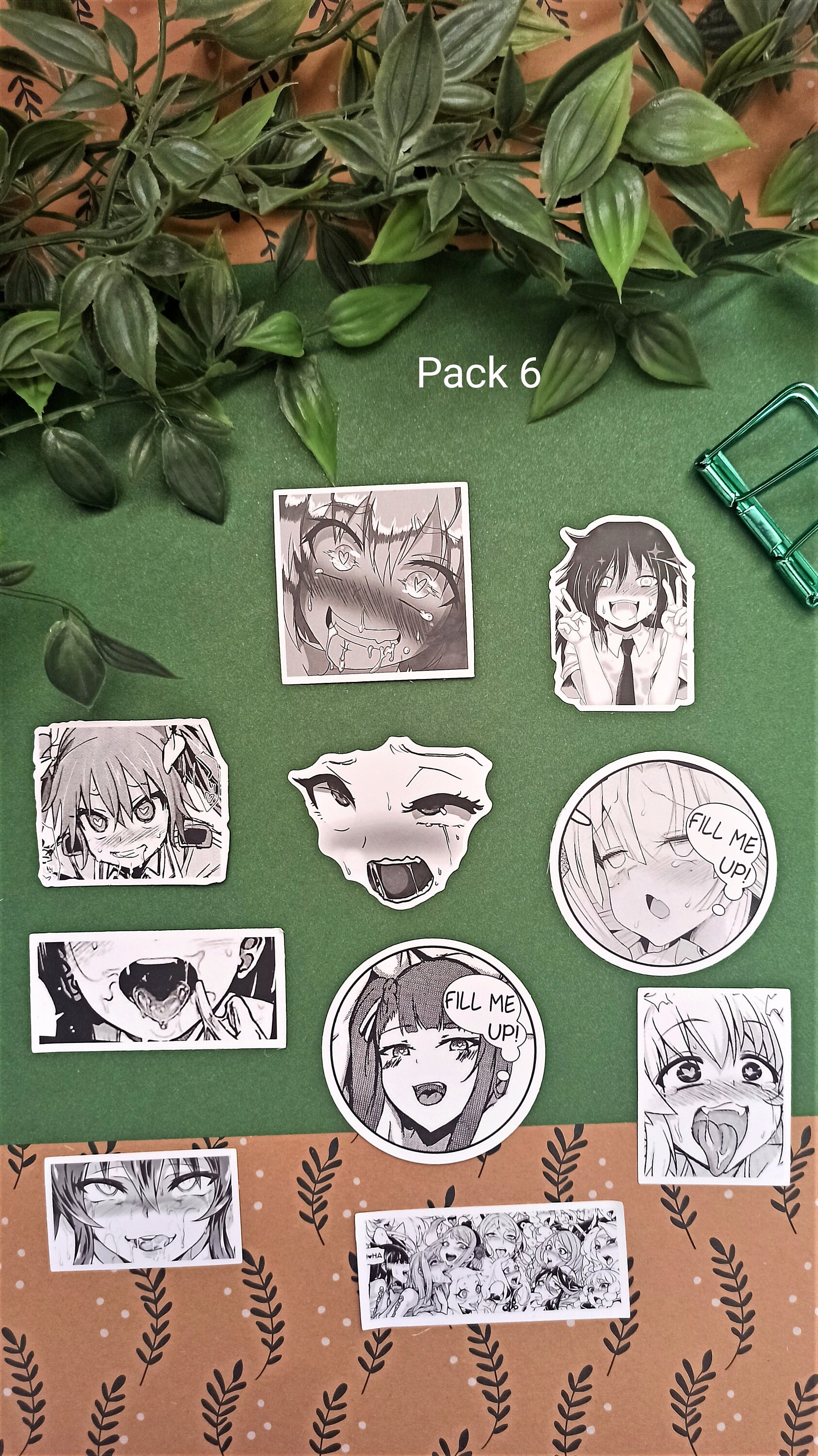 Ahegao Sticker Pack / Waterproof Glossy Stickers / Black and - Etsy