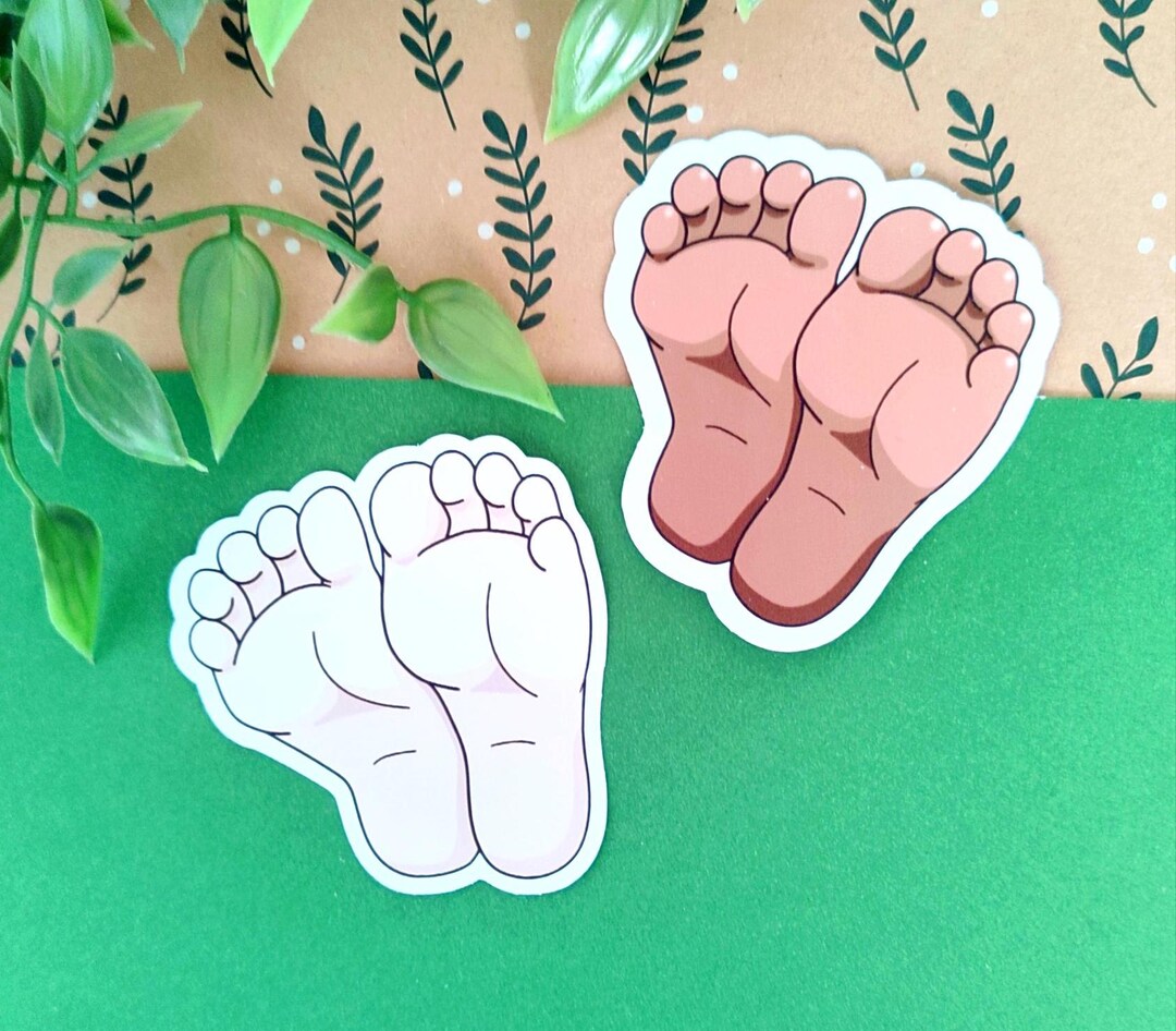 Cartoon Feet Sticker - Aesthetic Footprint Vinyl Decal in Light and ...