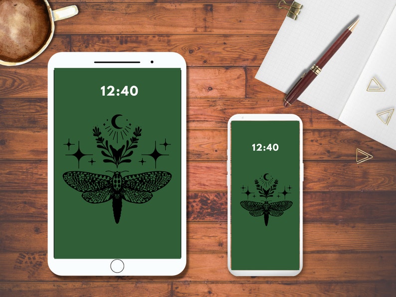 Celestial Moth iPad Phone Wallpaper / Gothic Digital Illustration ...