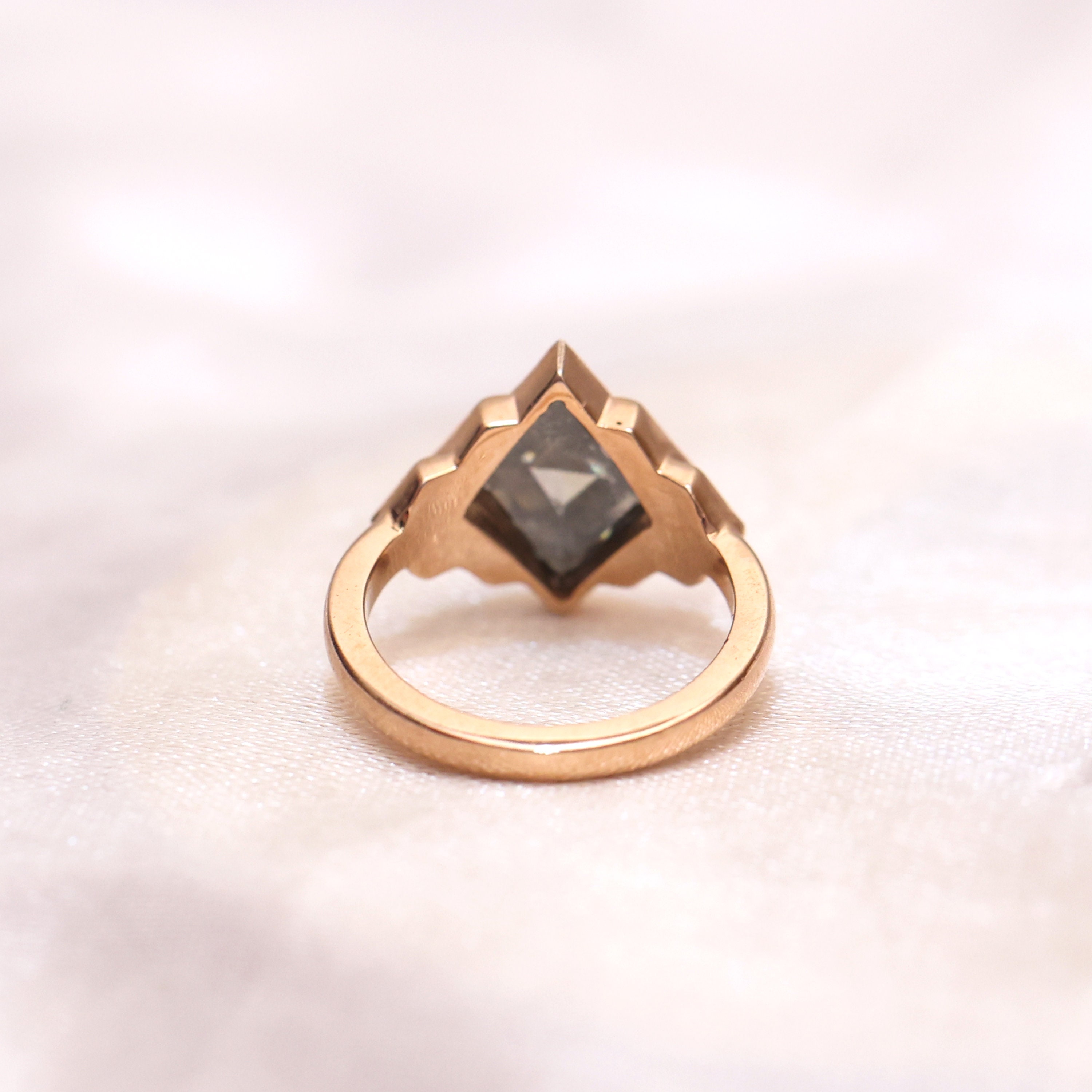 Salt and Pepper Diamond Ring 3.100CT Lozenge Cut Diamond Unique ...