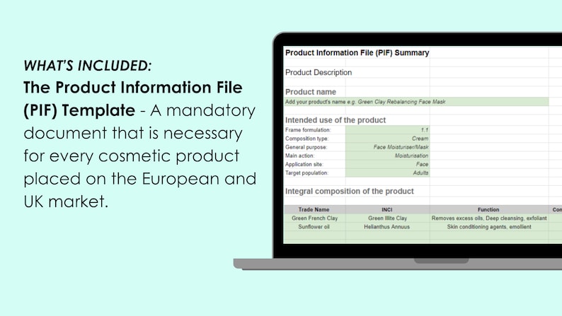 Cosmetic Product Information File (PIF) Template: UK & Europe Skincare ...