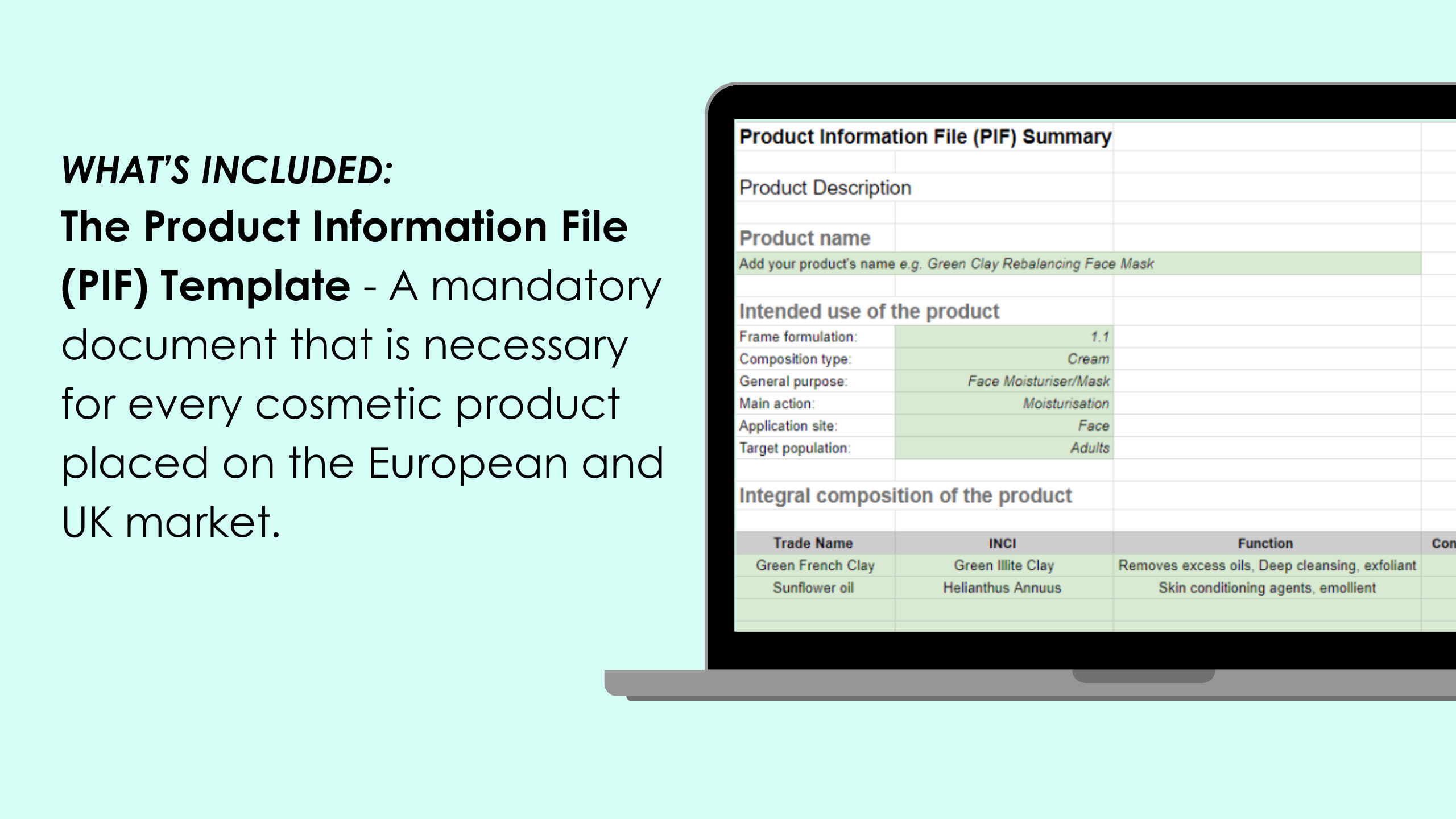 Cosmetic Product Information File (PIF) Template: UK & Europe Skincare ...