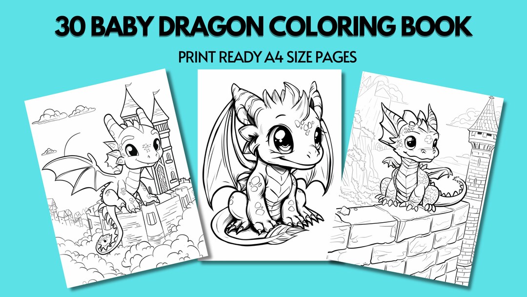30 Baby Dragon Coloring Pages Bundle for Kids and Toddlers - Baby ...