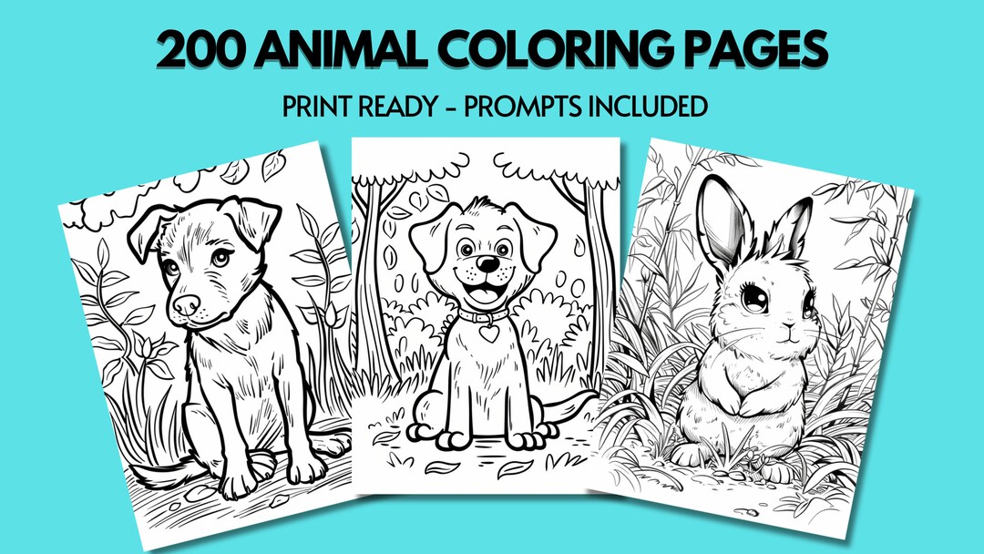 200 Pet and Animal Coloring Pages Bundle for Kids and Toddlers in Anime ...
