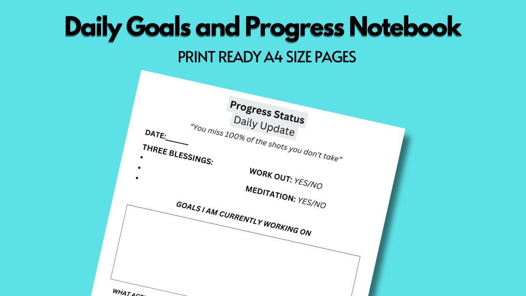 Daily Progress Tracker Notebook | Goal Planner, Productivity Journal ...