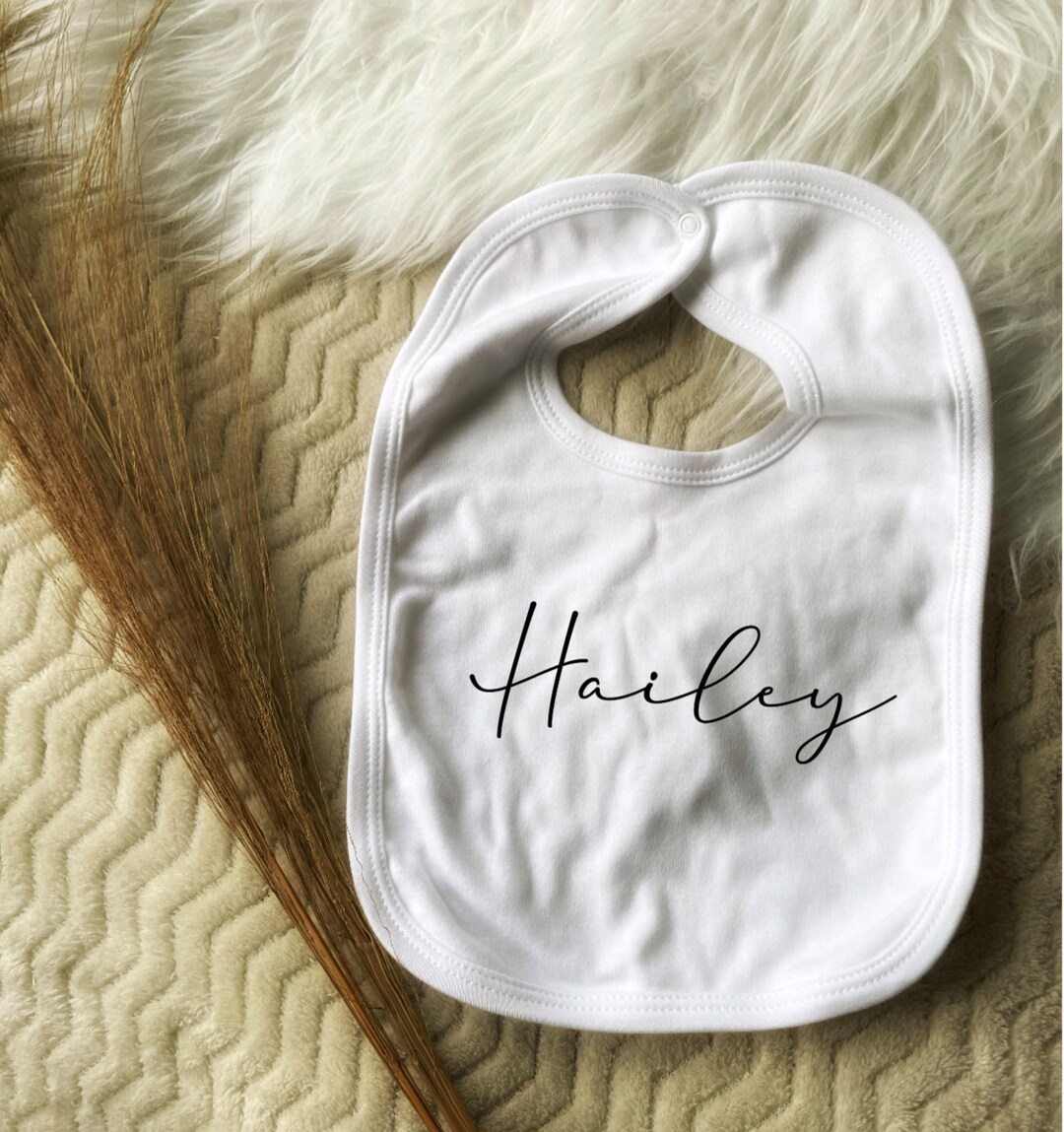 Baby Bib With Name and Snap Button Font Sign - Etsy