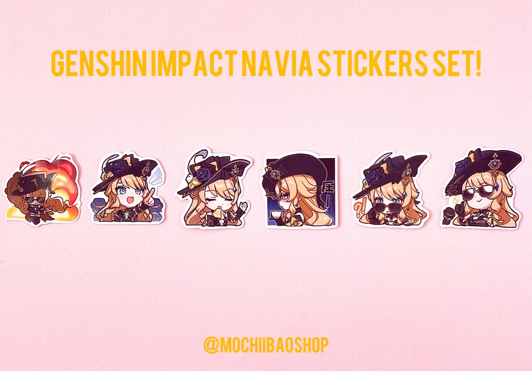 Set of 6 Genshin Impact Navia Emotes Glossy and Waterproof Stickers - Etsy