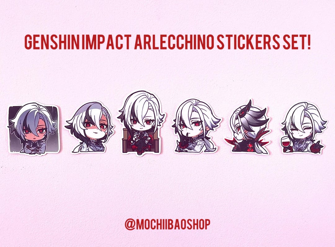 Set of 6 Genshin Impact Arlecchino Emotes Glossy and Waterproof ...