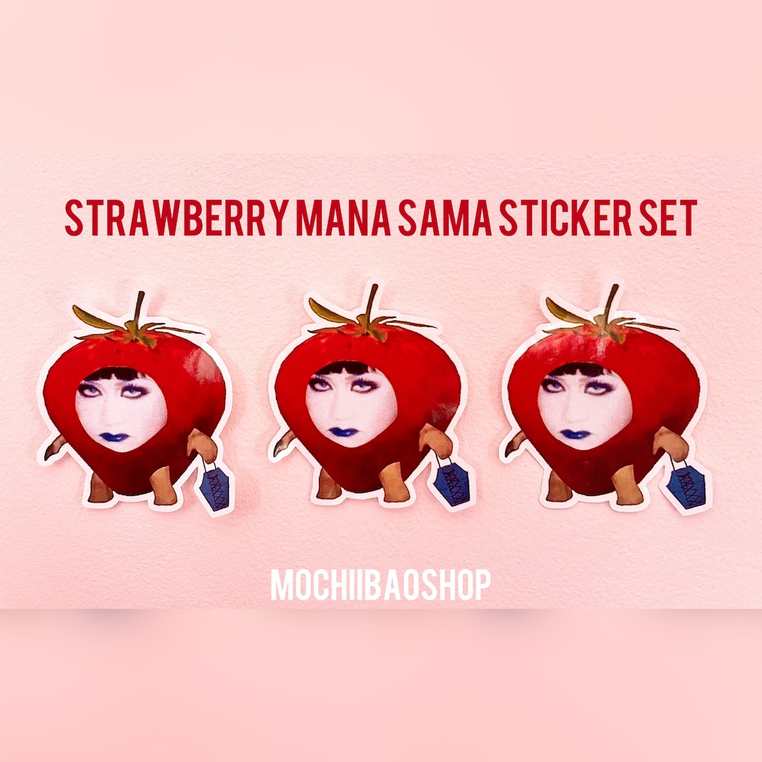 Set of 3 Large Strawberry Mana Sama Visual Kei Glossy and Waterproof ...