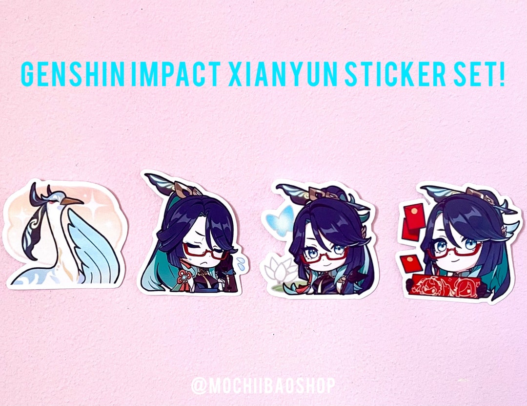 Set of 4 Genshin Impact Xianyun Emotes Glossy and Waterproof Stickers ...