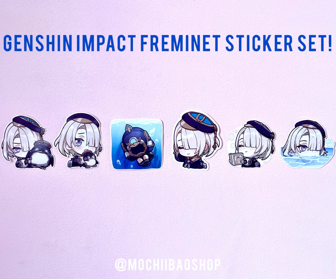 Set of 6 Genshin Impact Freminet Emote Glossy and Waterproof Stickers ...