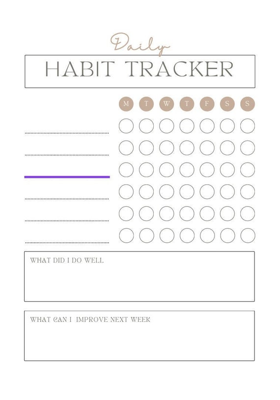 Daily Habit Tracker Template - Etsy