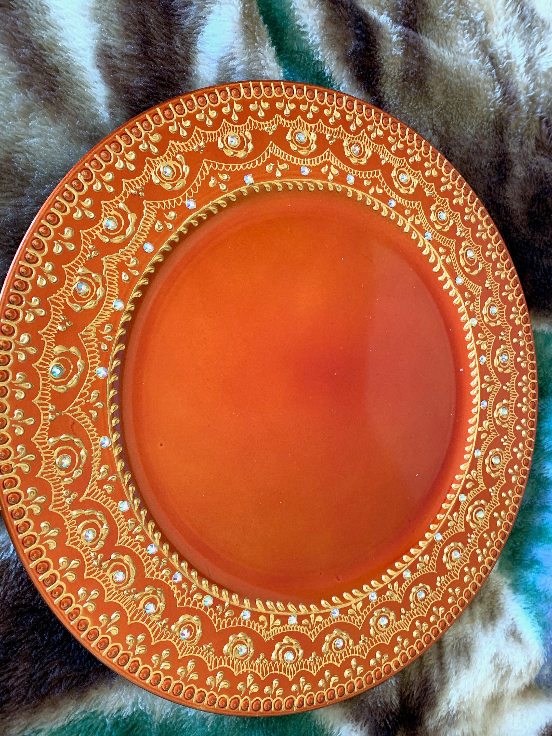 Set of 6 Orange Henna Charger Plate - Etsy UK