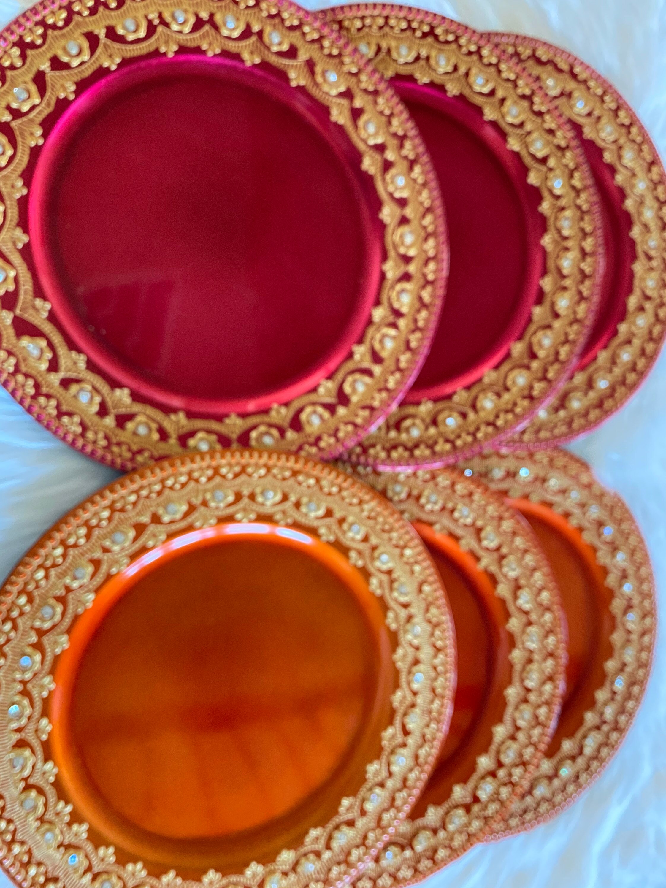 Set of 6 Orange Henna Charger Plate - Etsy