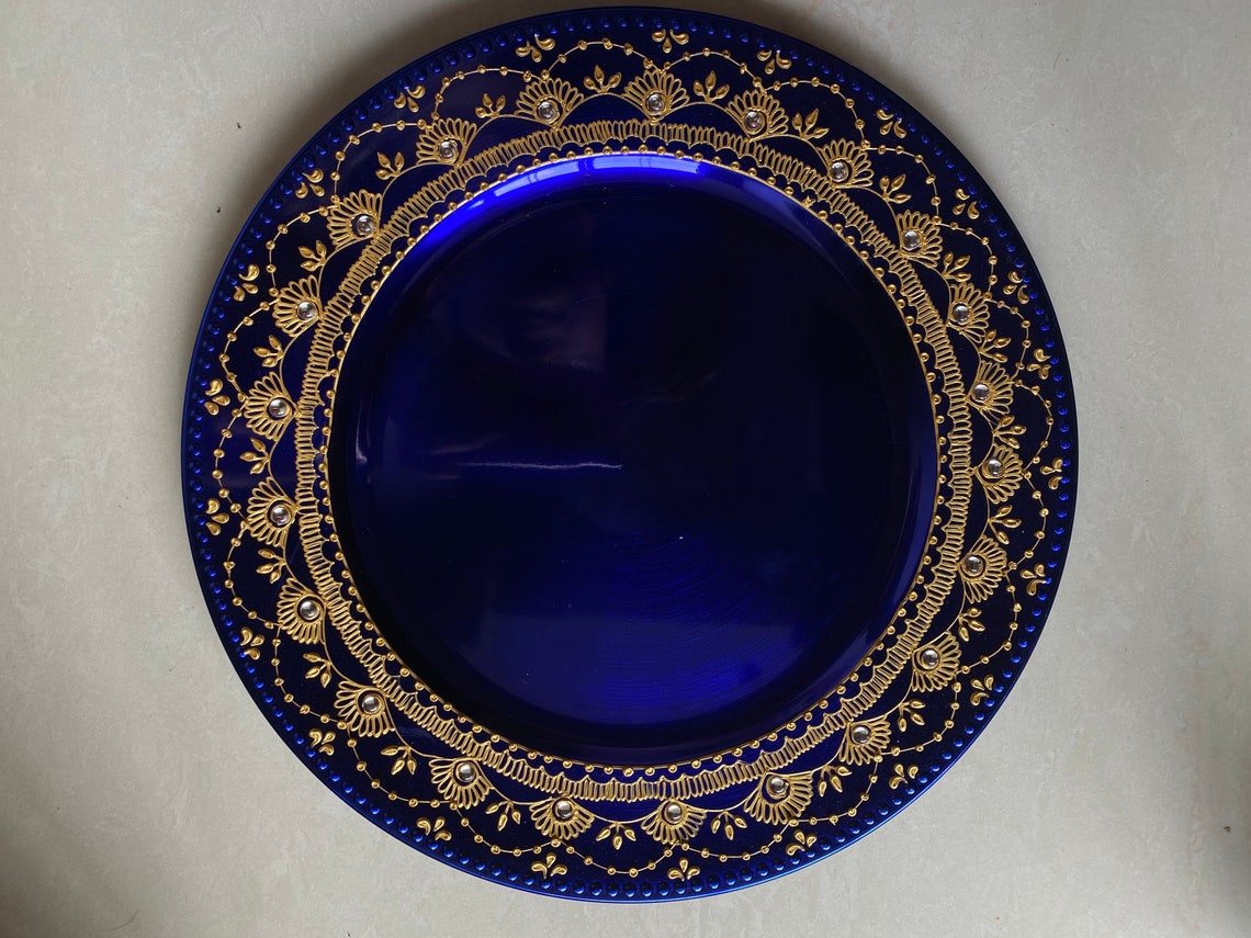 Blue Teal Henna Charger Plate - Etsy