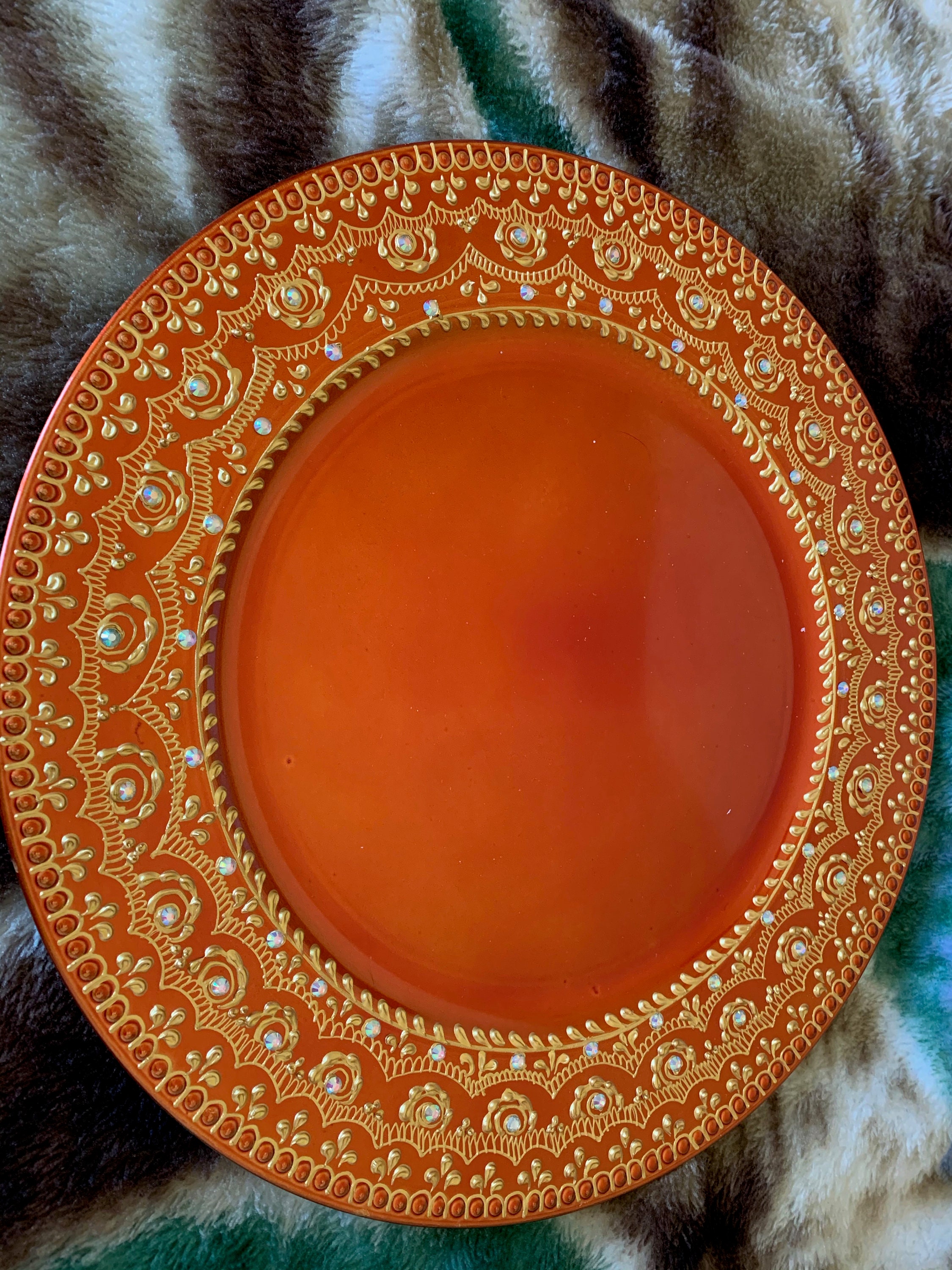 Set of 6 Orange Henna Charger Plate - Etsy