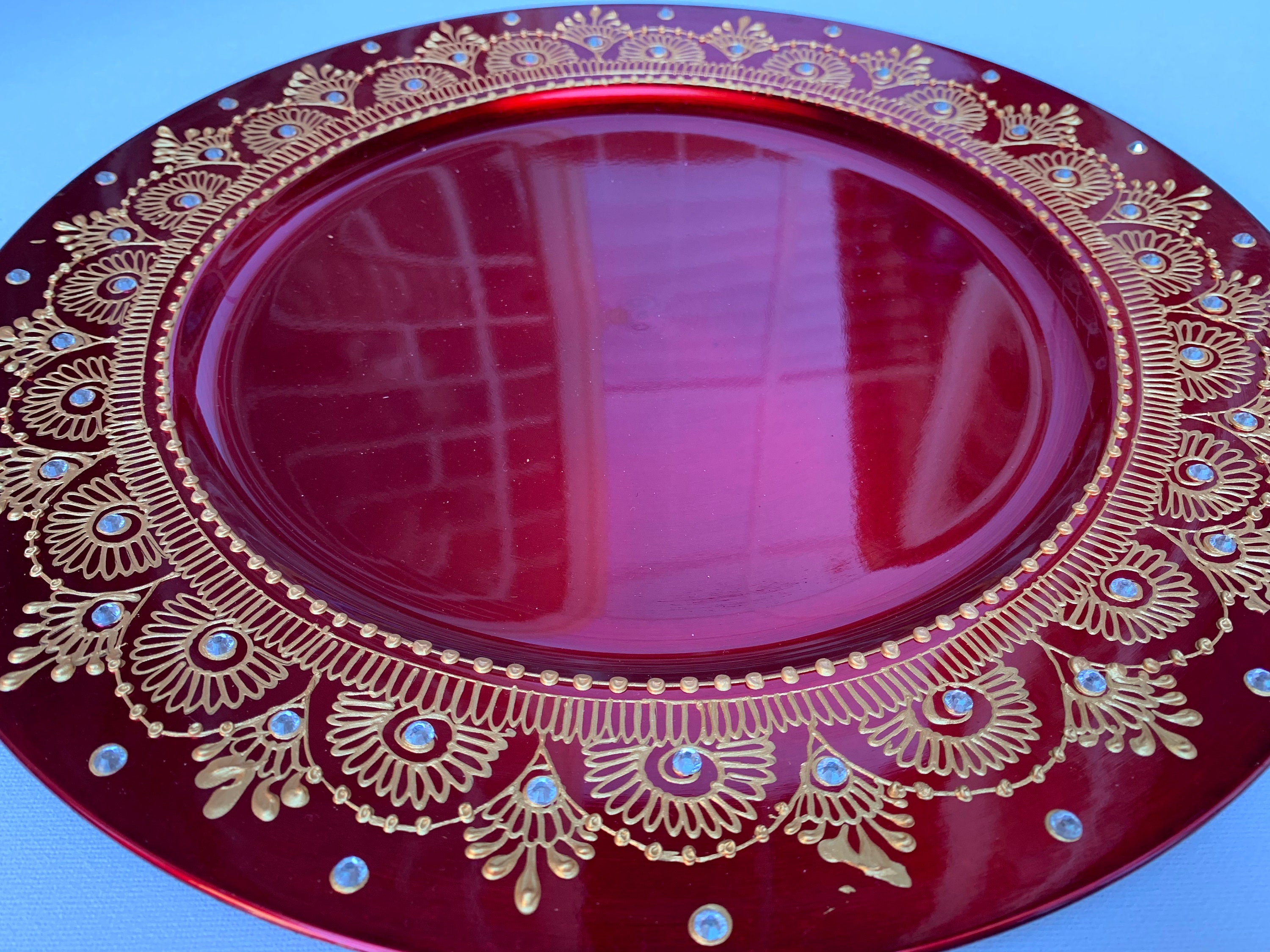 Pack of 6 Red Henna Charger Plate - Etsy