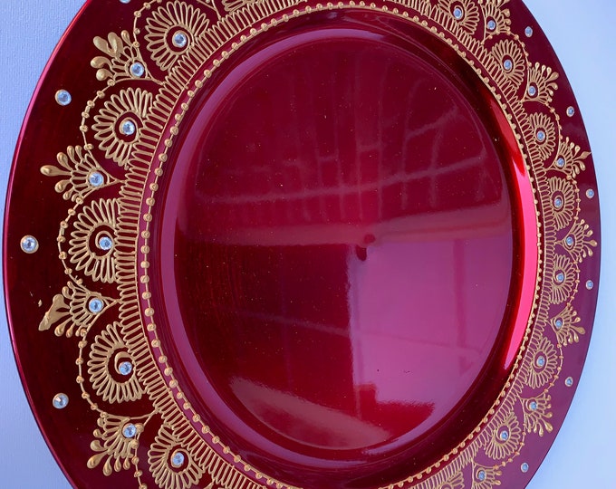 Pack of 6 Red Henna Charger Plate - Etsy