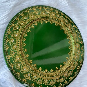 Pack of 12 Green Charger Plates, Henna Mehndi Charger Round Charger ...
