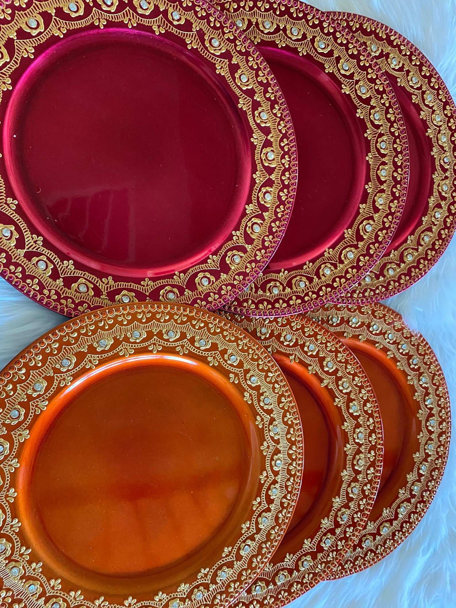 Set of 6 Orange Henna Charger Plate - Etsy