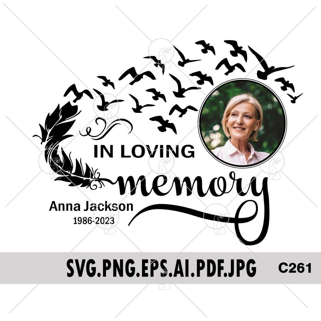 In Loving Memory Decal Memorial Custom Gift Memorial Picture Feather ...