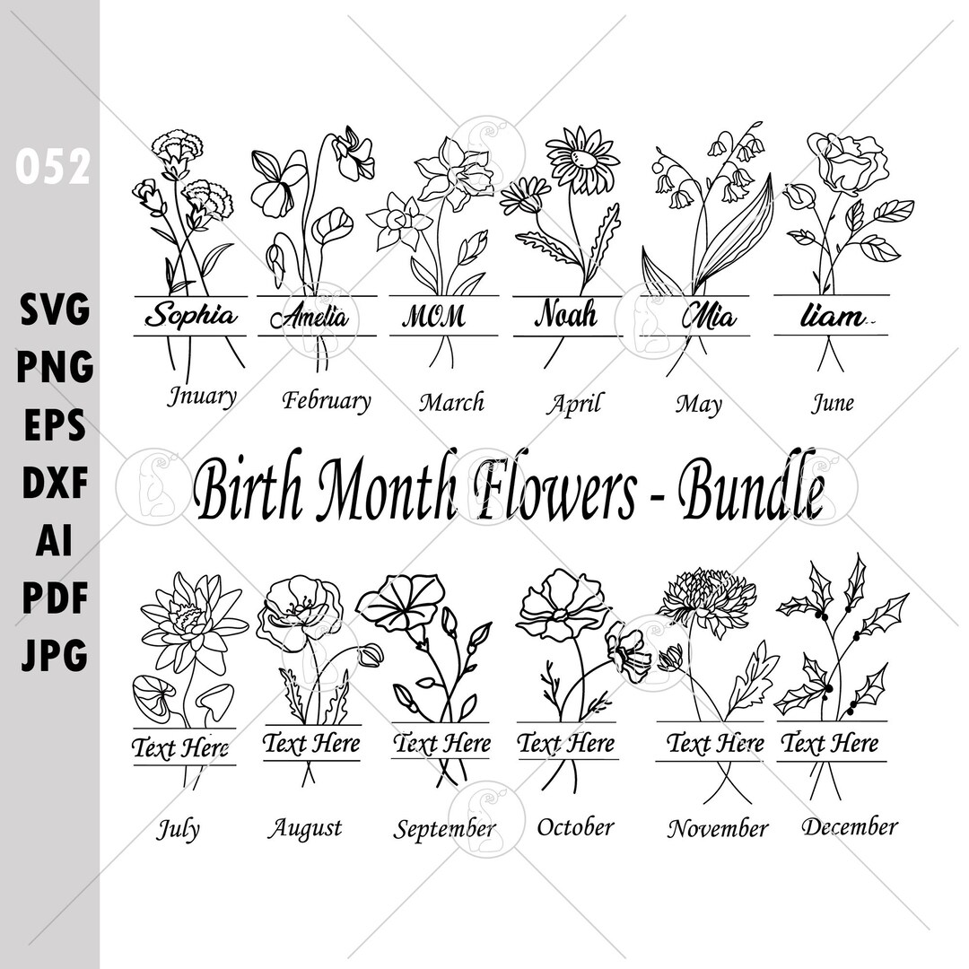 Birth Flower SVG Month Flowers SVG Birth Month SVG Birthday - Etsy Canada