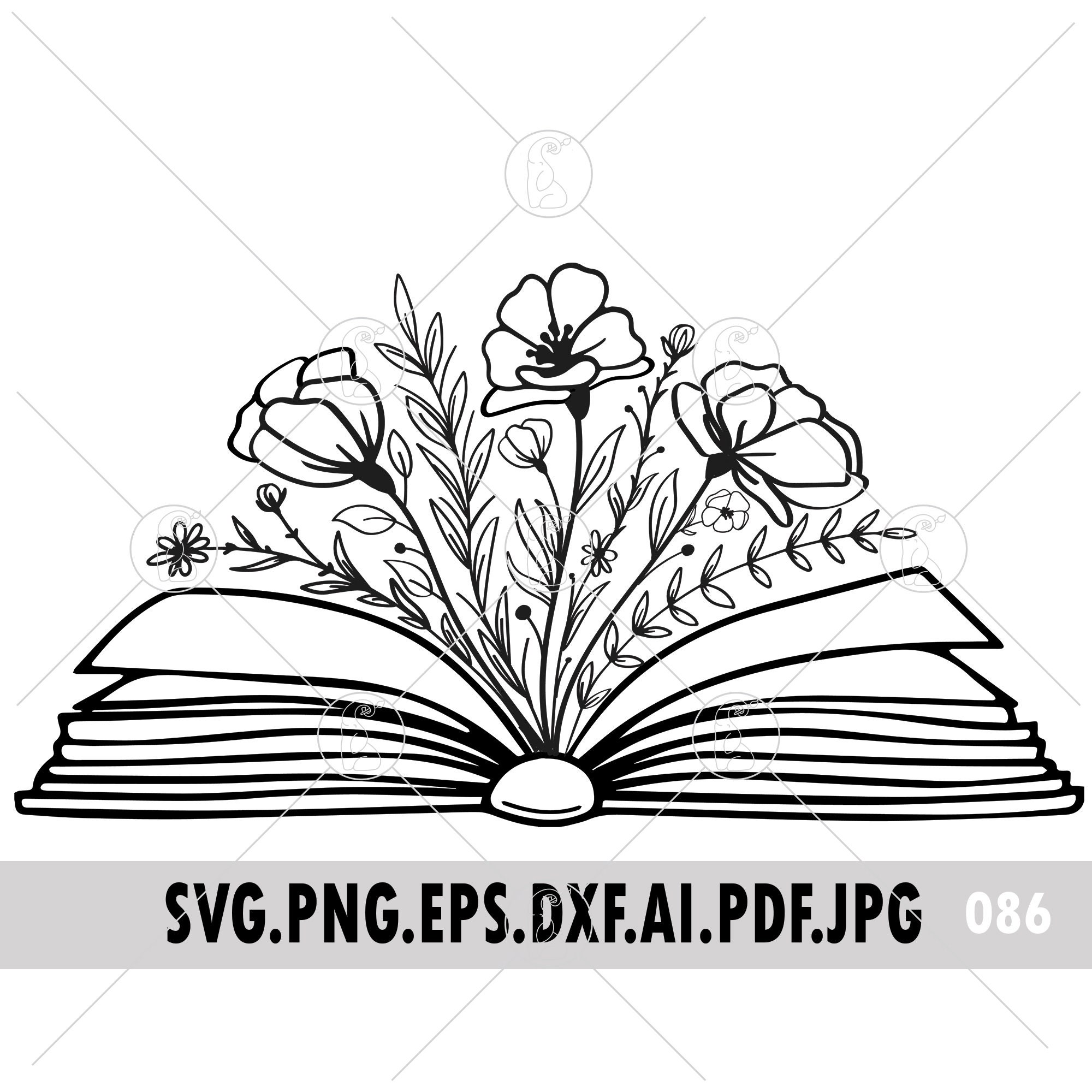 Floral Book Svg Book With Flowers Svg Book With Flowers - Etsy