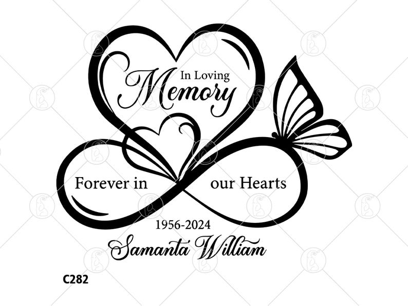 In Loving Memory Butterfly Heart SVG PNG: Memorial Heart (digital ...