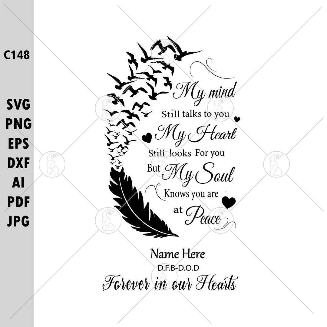 Memorial Feather & Birds Svg: Forever in Our Hearts Quote (digital File ...