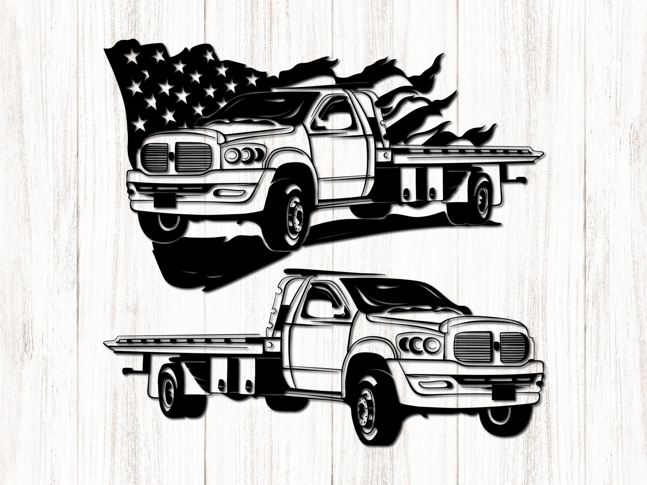 US Flag Tow Truck SVG: Flatbed Towing Clipart (digital Download) - Etsy